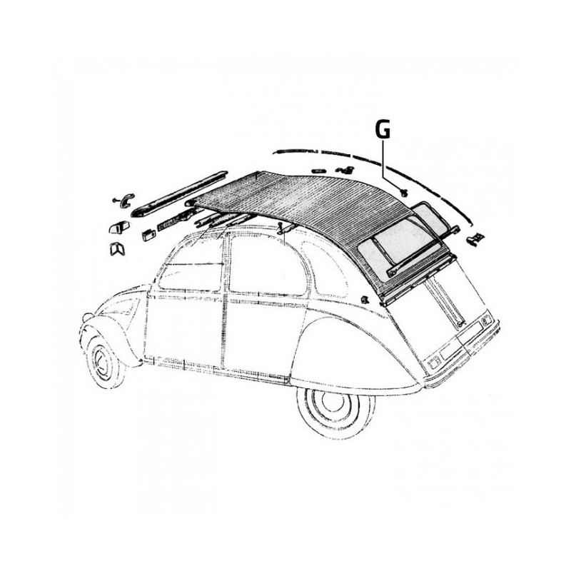 Crochet de capote 2cv sur la coque
